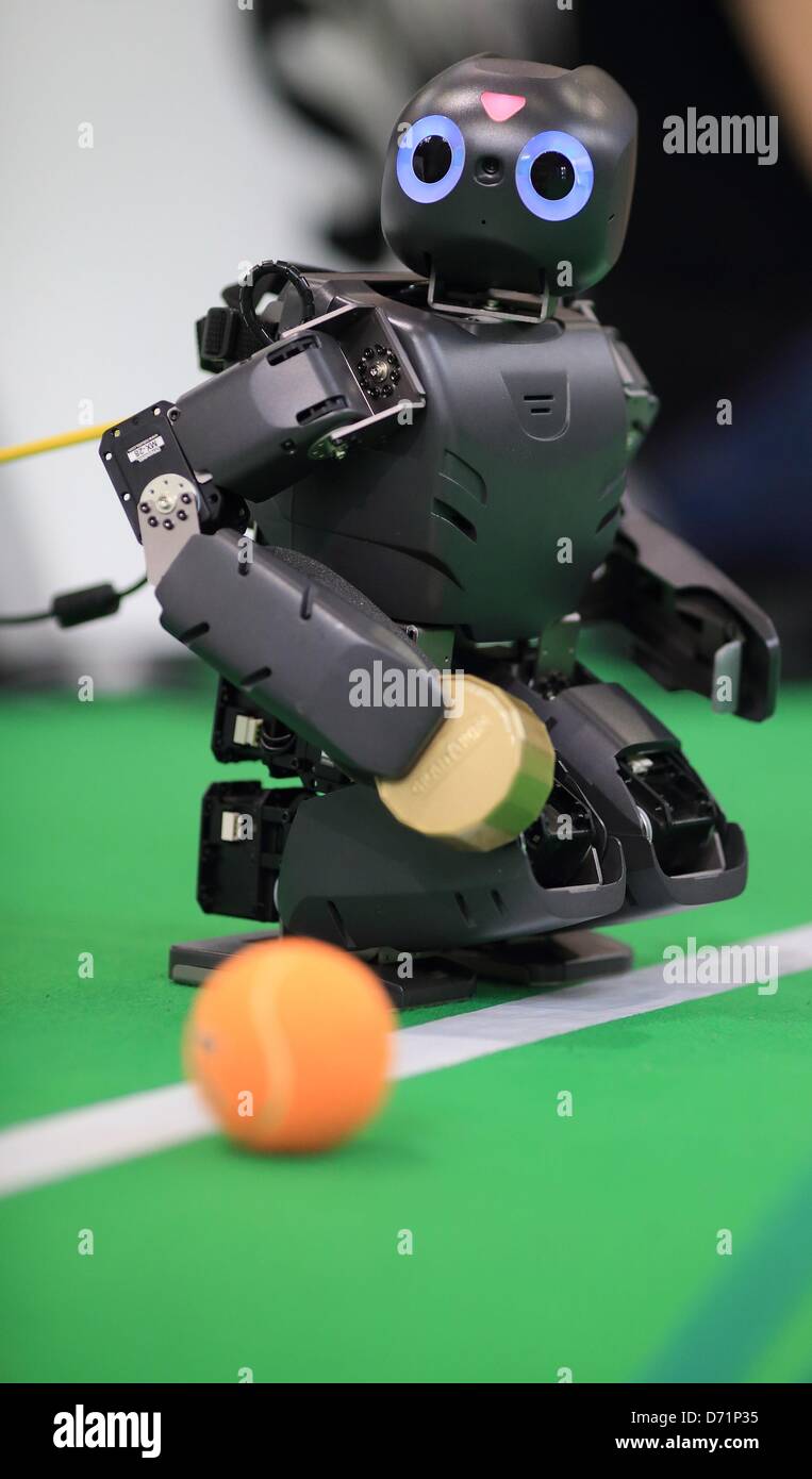 Magdeburg, Germany, 26 April 2013.A robot stands at the sideline during ...