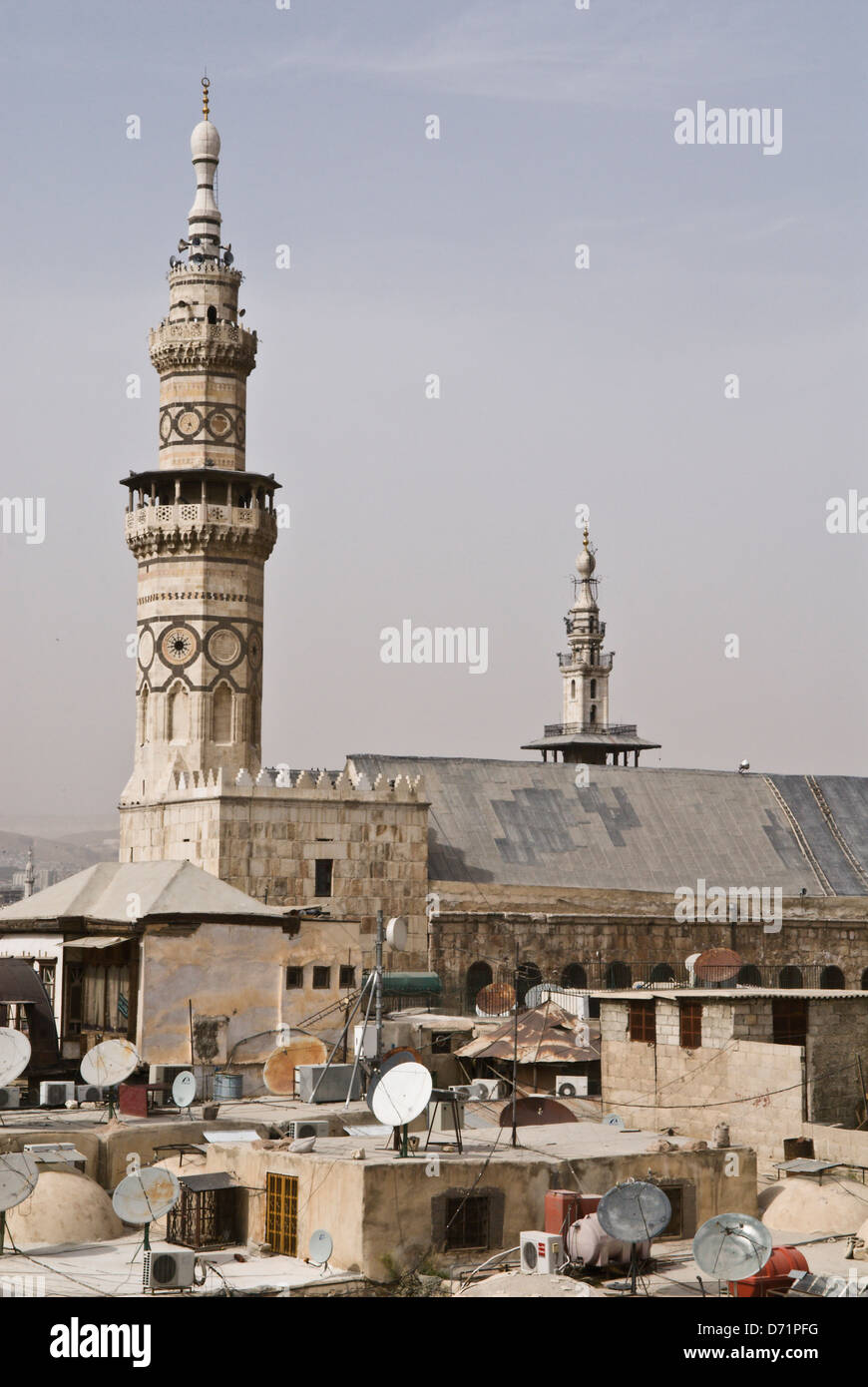 Damascus, Syria. View over roofs to the Great Umayyad Mosque with ...