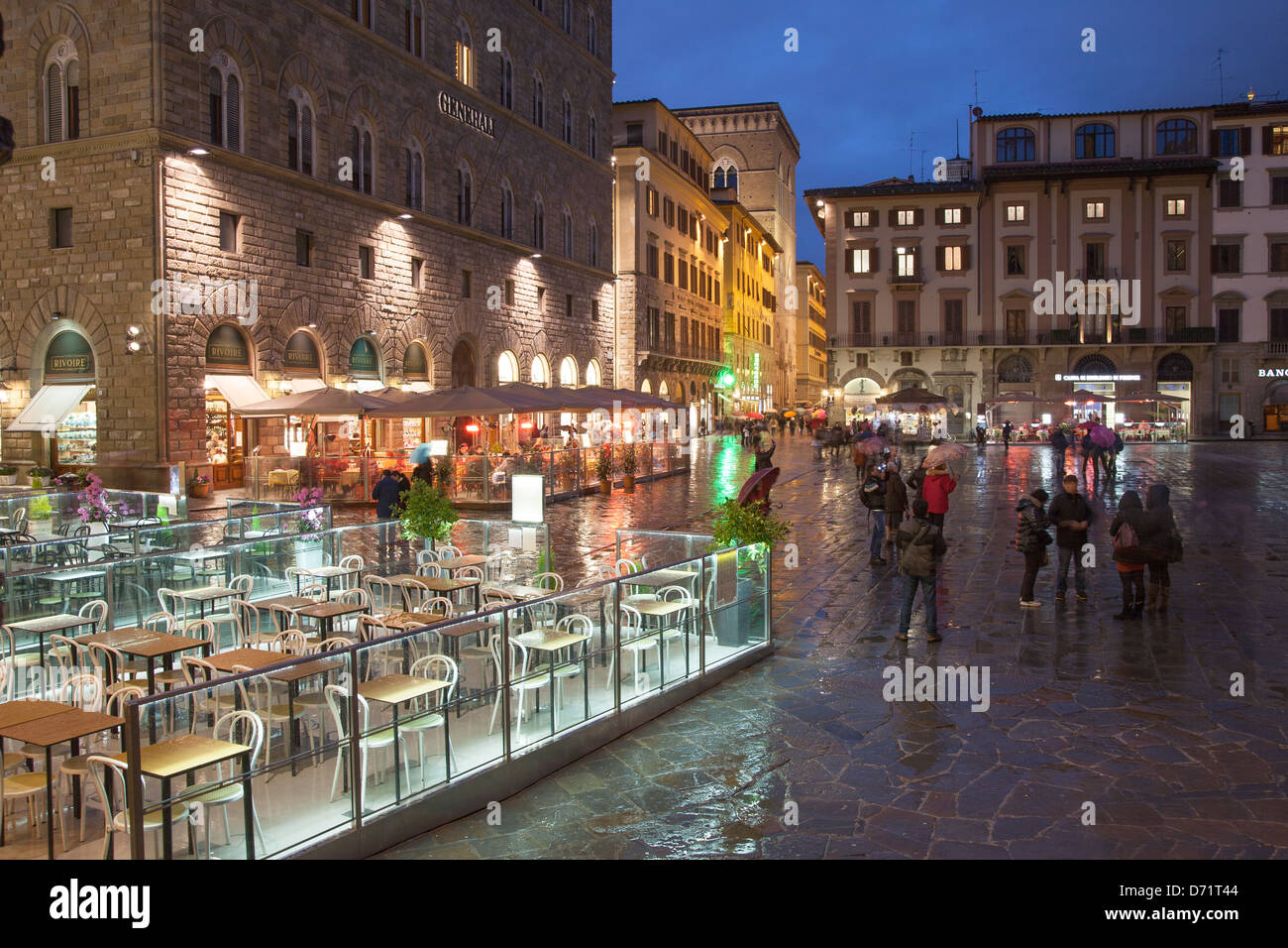 Piazza della Signoria Square in Florence, Italy Illuminated at Night ...