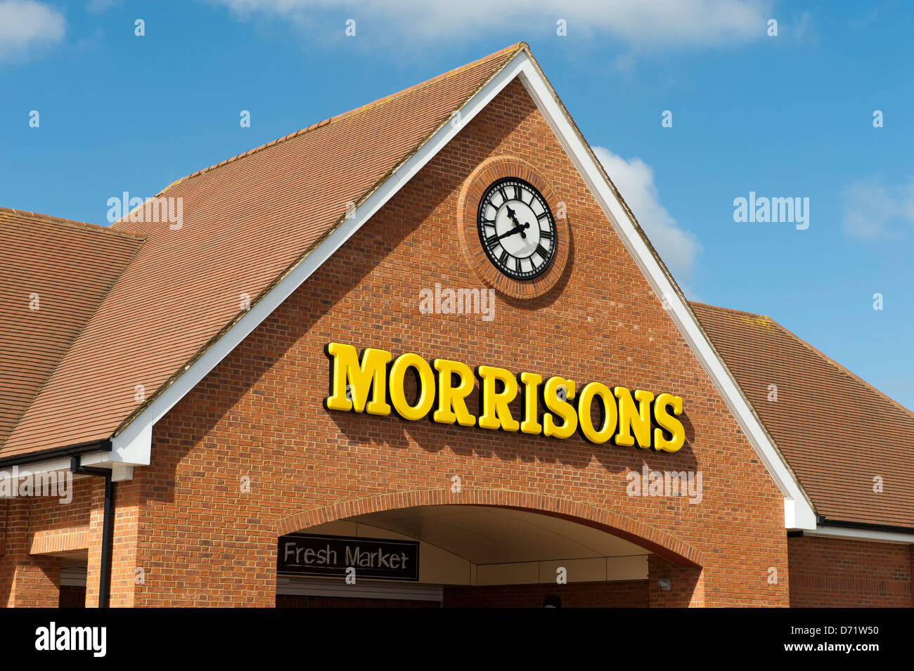 Morrisons supermarket entrance Stock Photo - Alamy