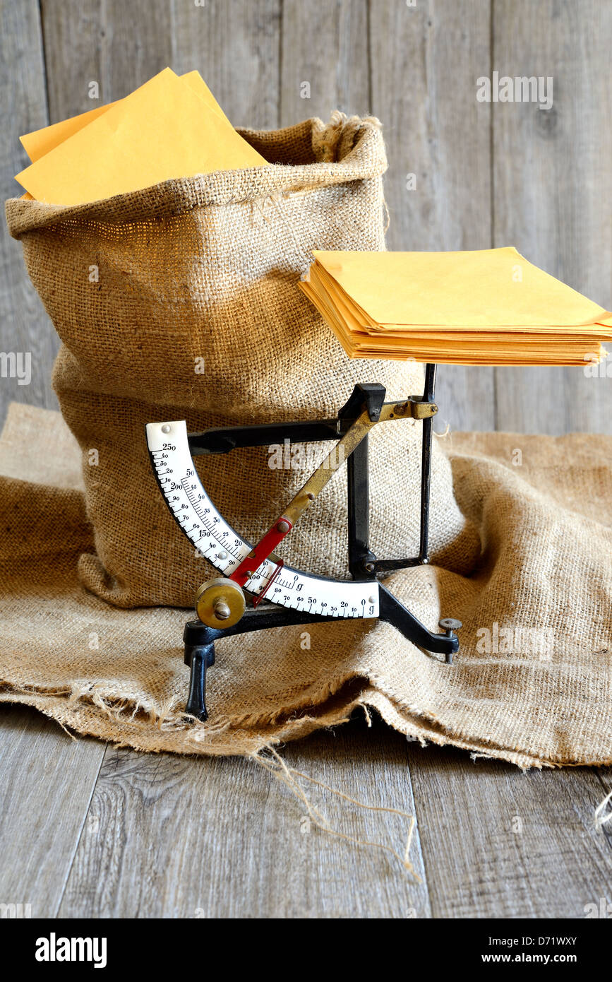 antique scales for weighing letters and small packages Stock Photo - Alamy
