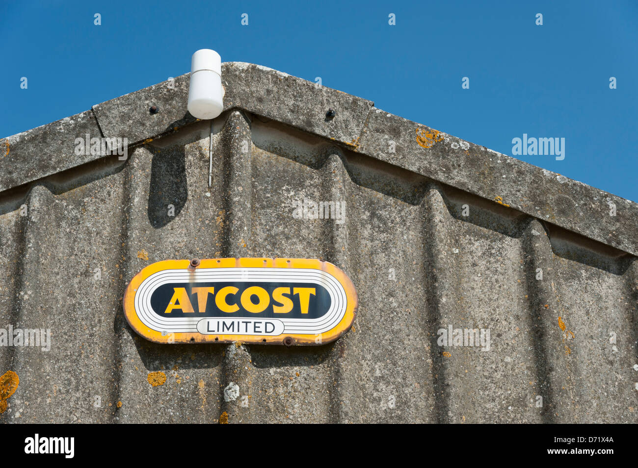The apex of an asbestos barn made by Atcost on a farm in the UK Stock ...