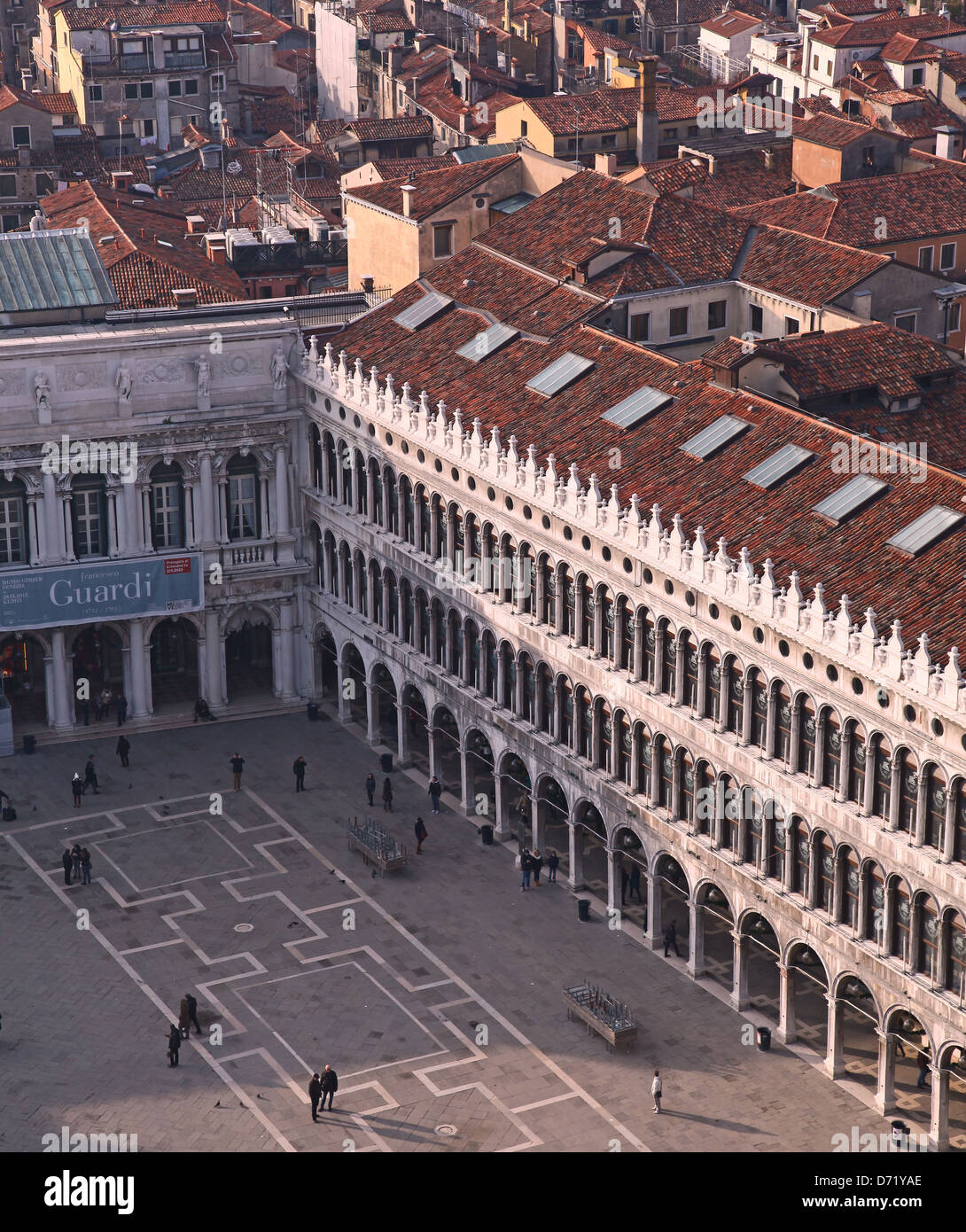 Aerial view of the Procuratie Vecchie in St Marks Square or Piazza San ...