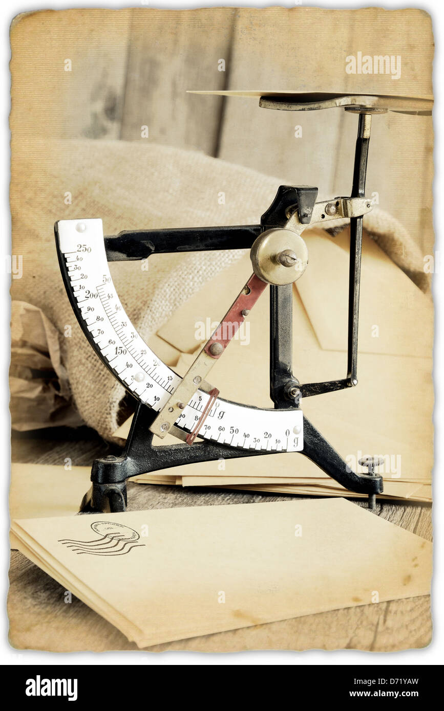 antique scales for weighing letters and small packages Stock Photo - Alamy