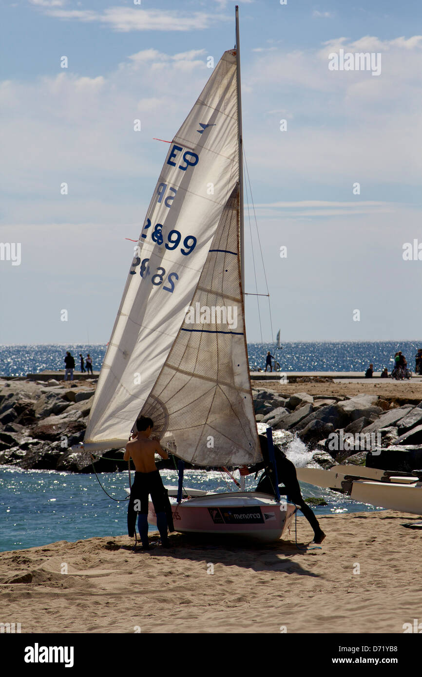 Getting the boat ready Stock Photo - Alamy