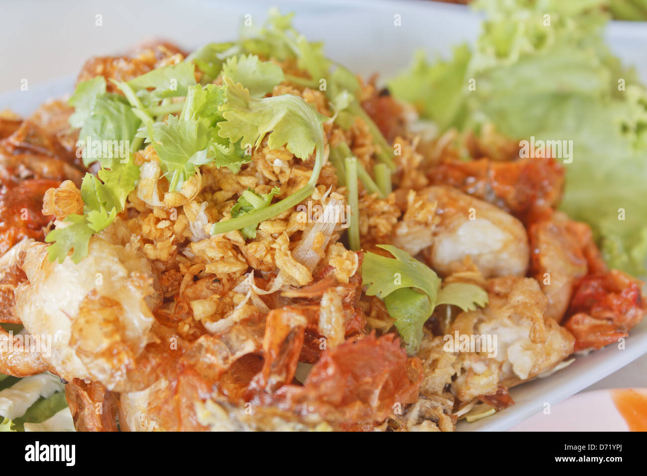 Deep fried soft shell crab with garlic and pepper Stock Photo - Alamy
