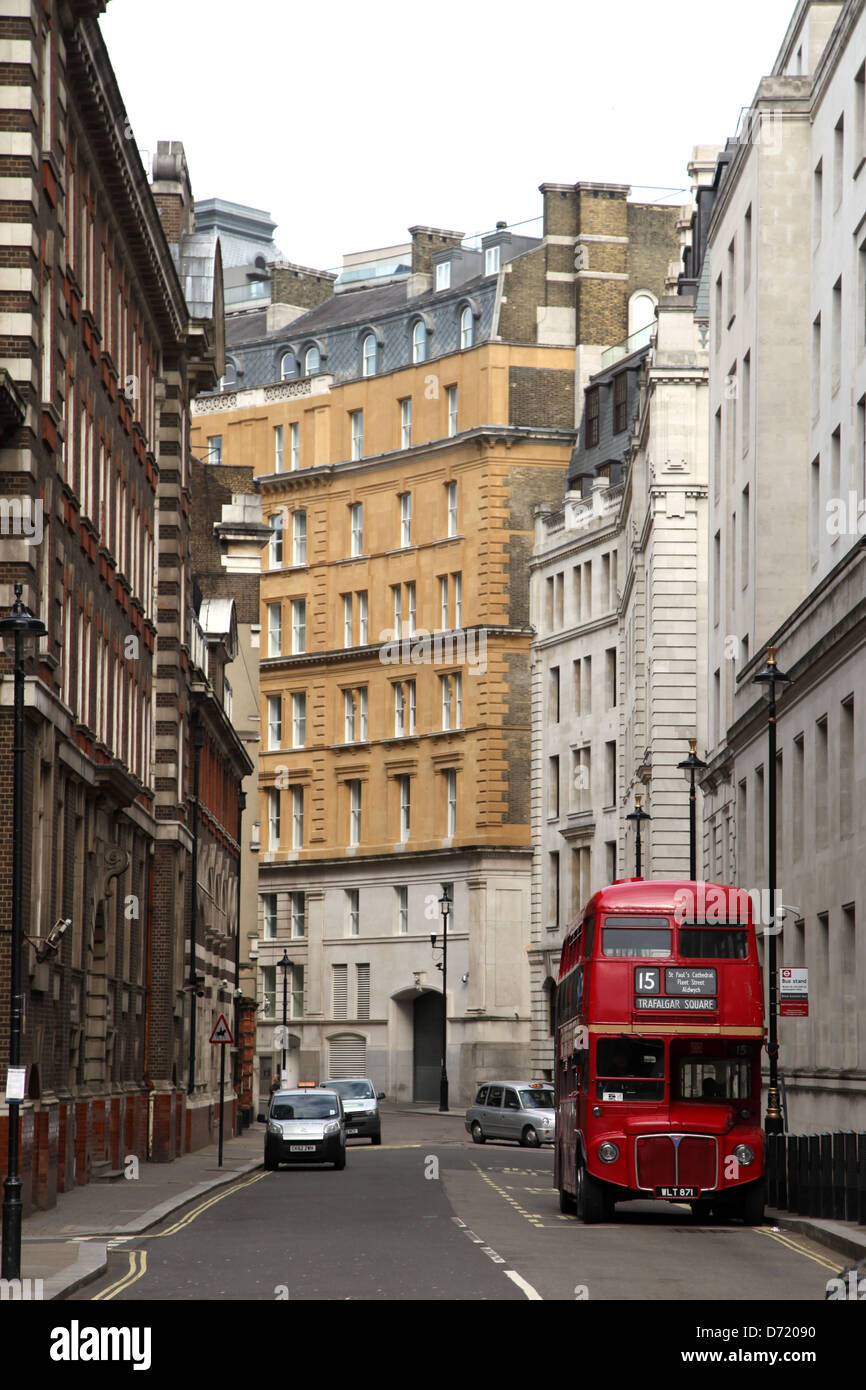 A London bus parked down a side street in central London Stock Photo ...