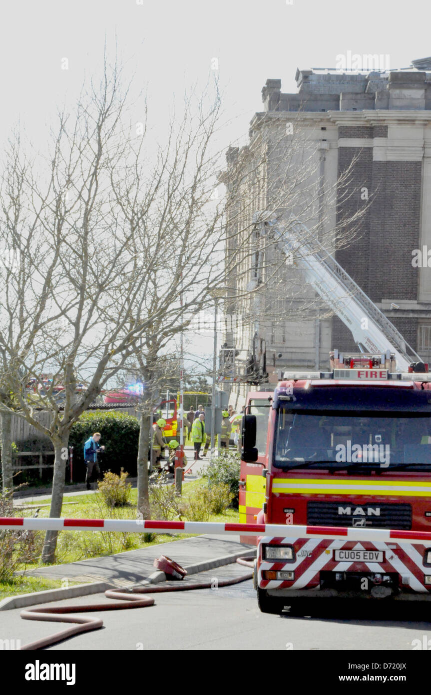 welsh national library of wales on fire april 2013 fire engine Stock ...