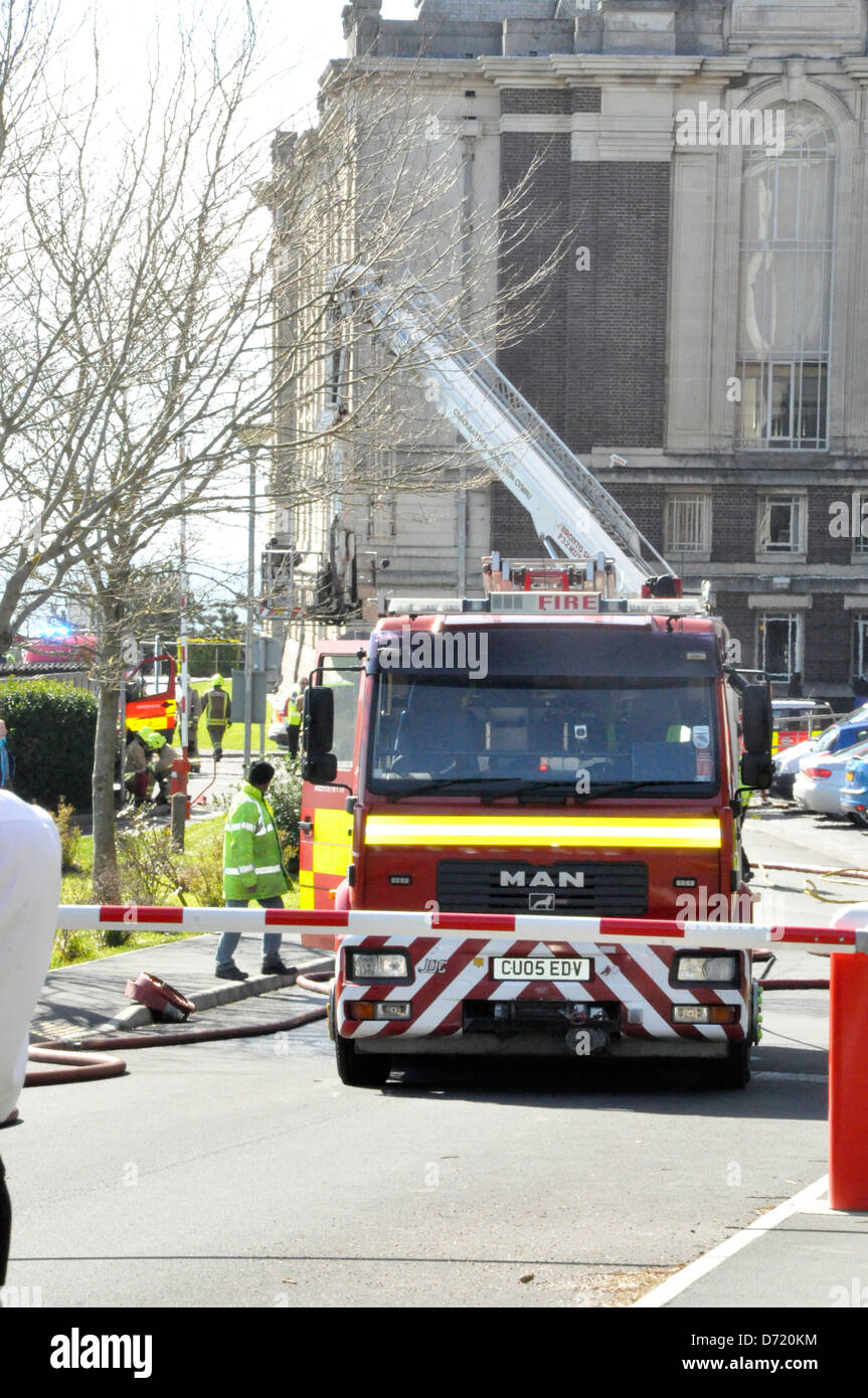 welsh national library of wales on fire april 2013 fire engine Stock ...