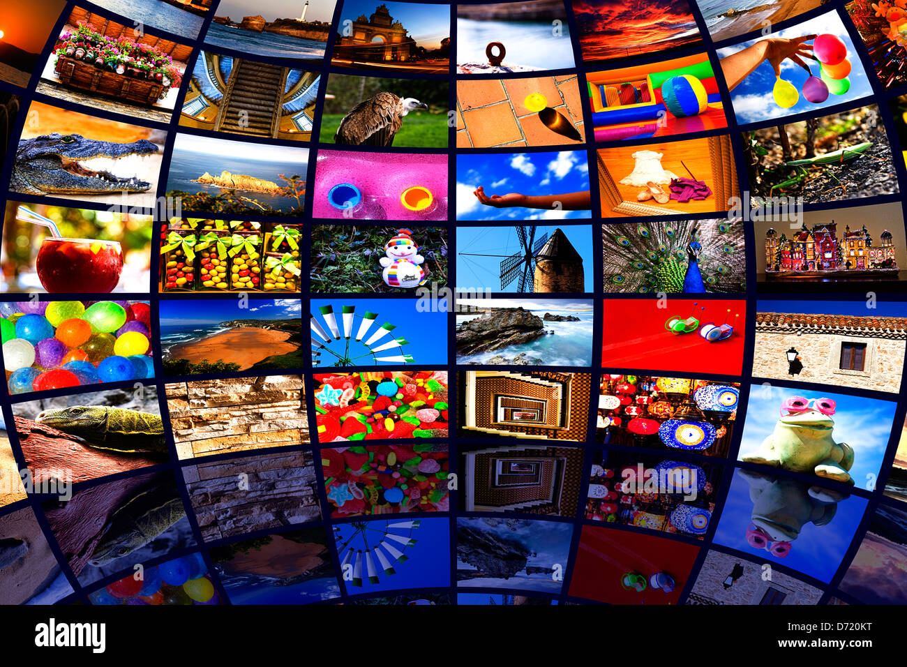Inside a huge multi TV spherical wall Stock Photo - Alamy