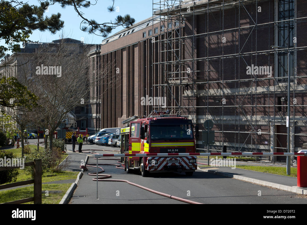 Aberystwyth, Wales, UK. 26th April 2013. Fire crews in attendance to a ...