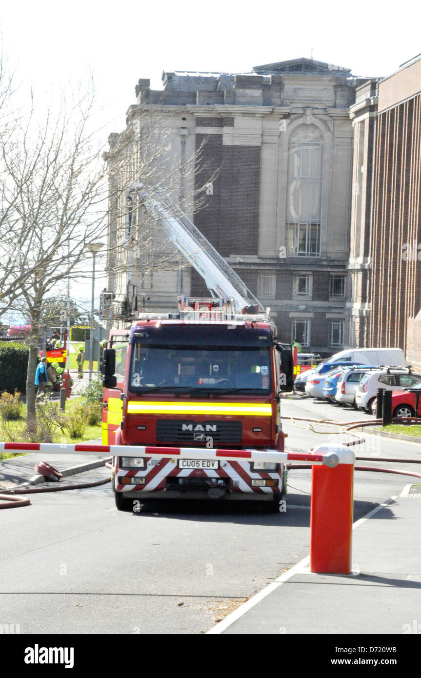 welsh national library of wales on fire april 2013 fire engine Stock ...