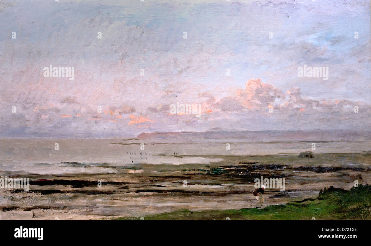 Beach at Ebb Tide ( Villerville sur Mer Normandy ) 1850 Charles ...