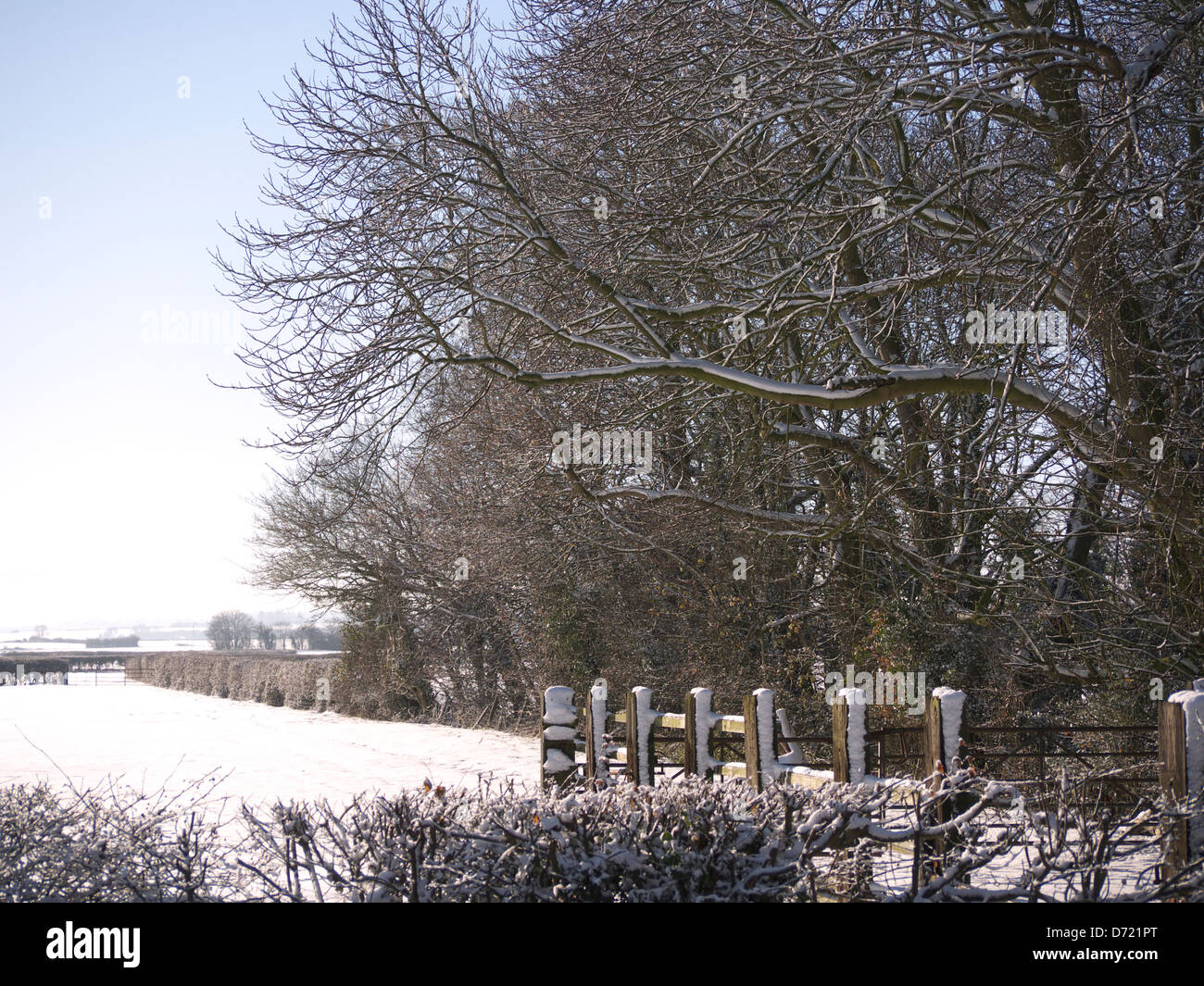 View across snowy field, Mablethorpe,Lincolnshire, January 2011 Stock ...