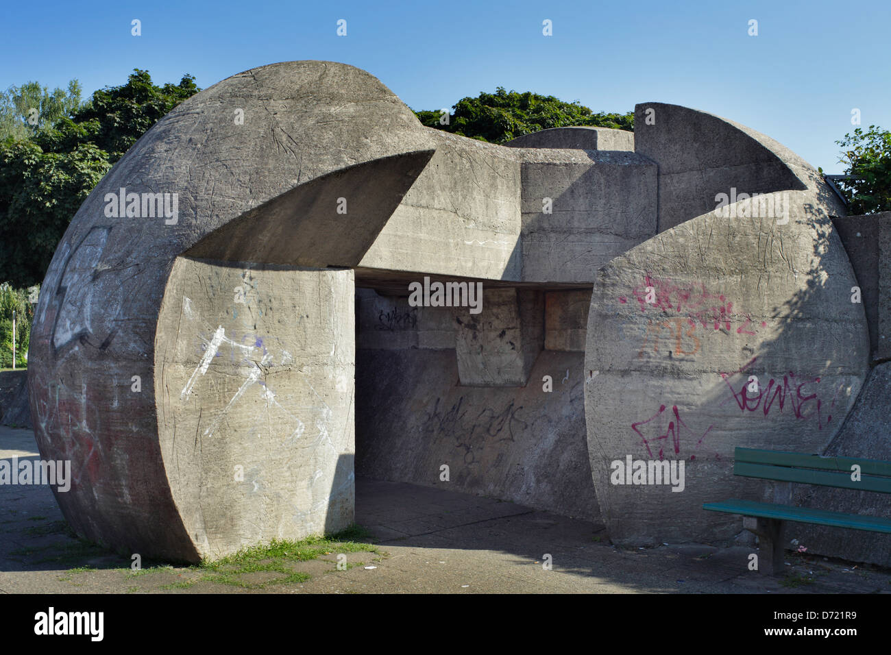 Berlin, Germany, a concrete sculpture in the form of an exploded sphere ...