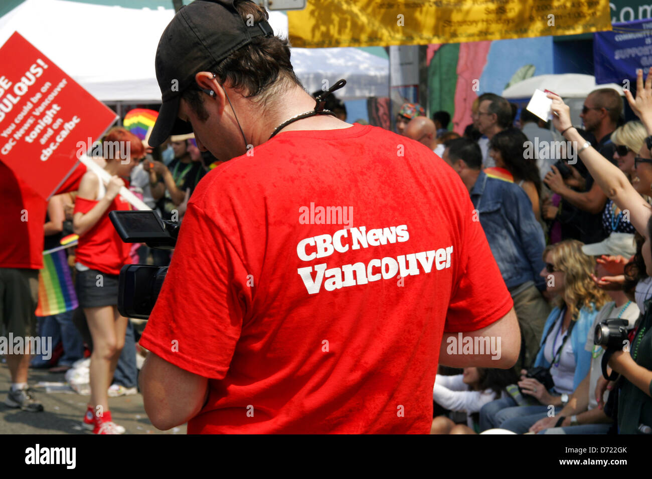Cbc News Vancouver Reporter Filming With A Video Camera At Gay Pride Vancouver British Columbia