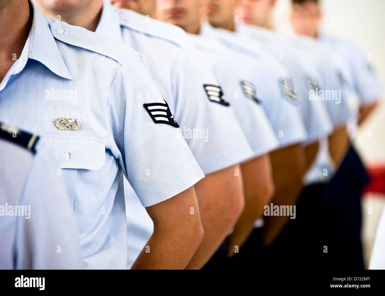 Airmen lined up in formation during a ceremonial parade. This event ...