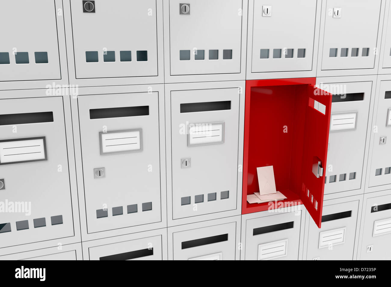 Concept image with one open mailbox Stock Photo - Alamy