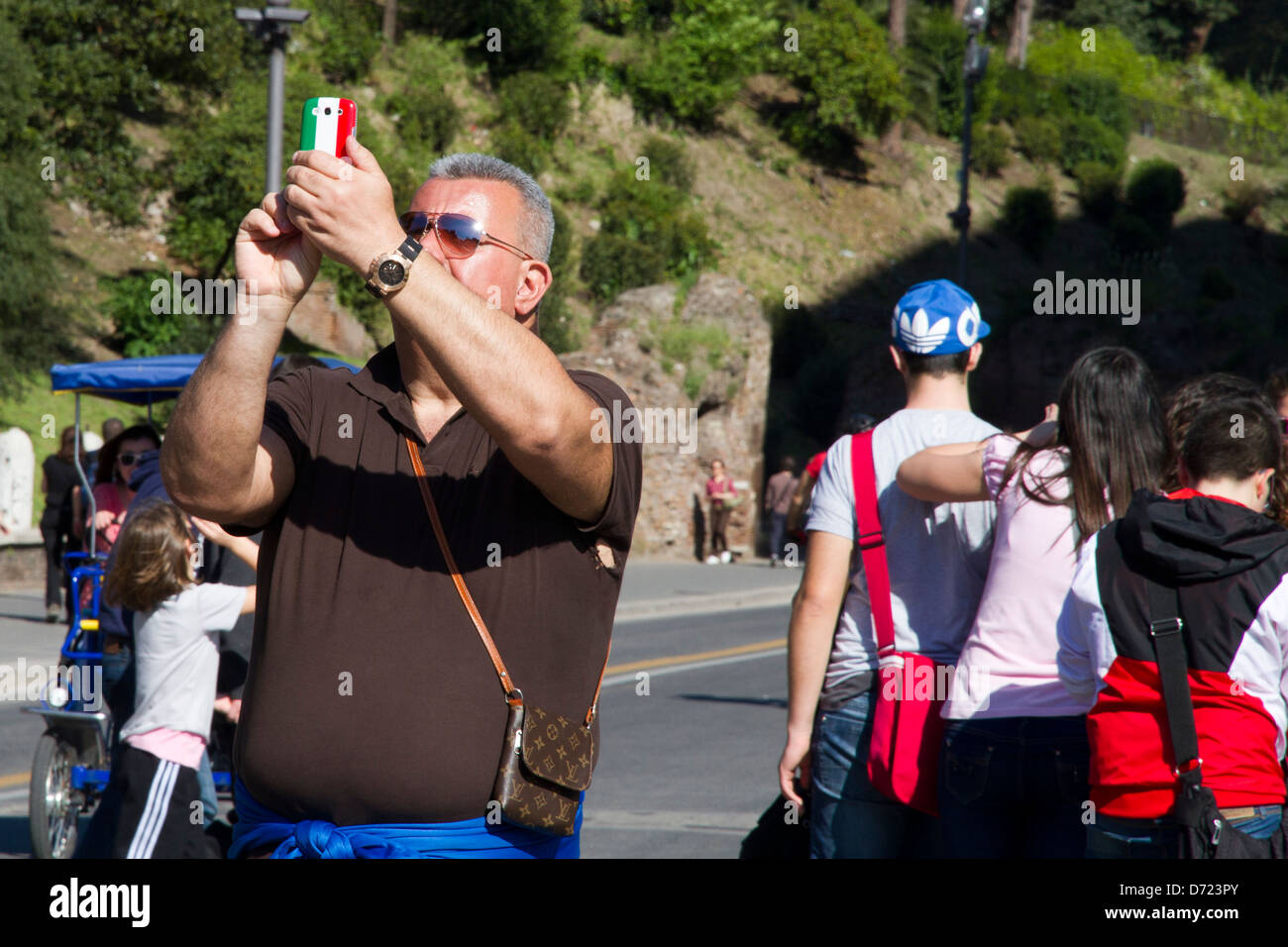 Tourist photographing using a mobile phone Rome Italy Stock Photo - Alamy