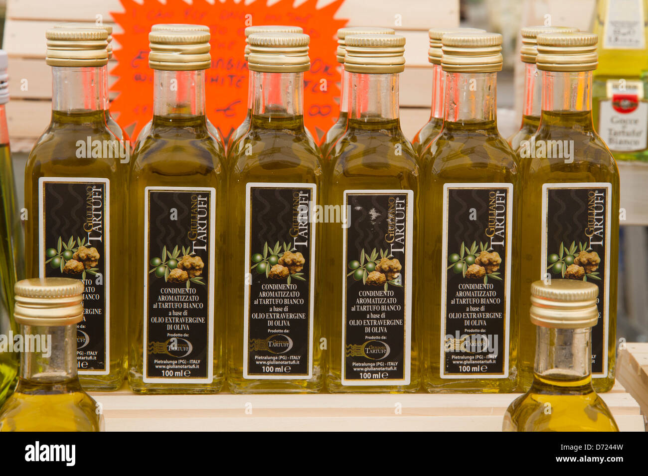 Italian food typical olive oils Stock Photo - Alamy