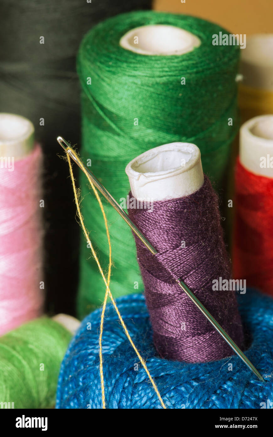 Reels of brightly colored cotton Stock Photo - Alamy