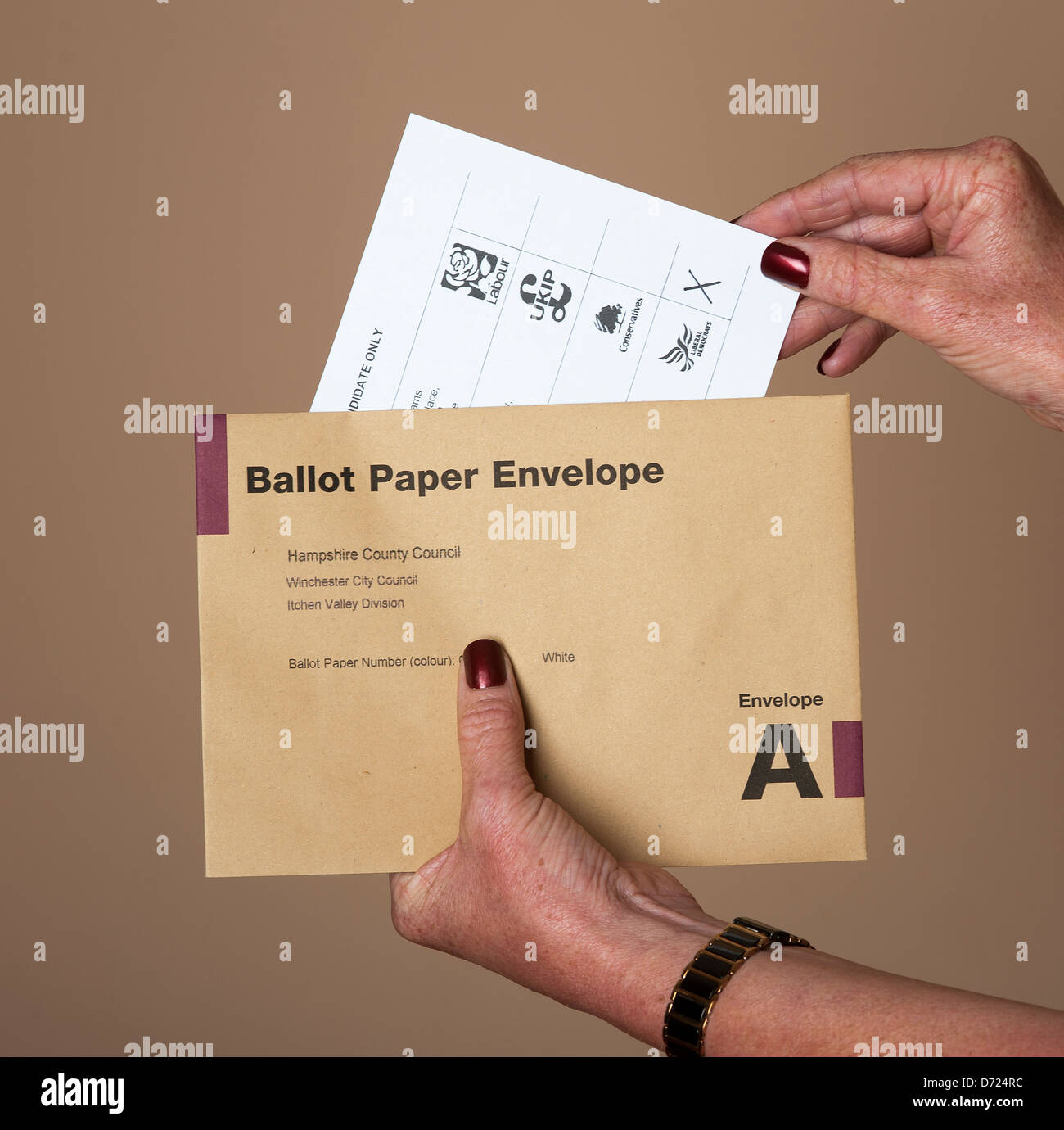 Ballot paper X against the Liberal Democrats party box Paper being ...