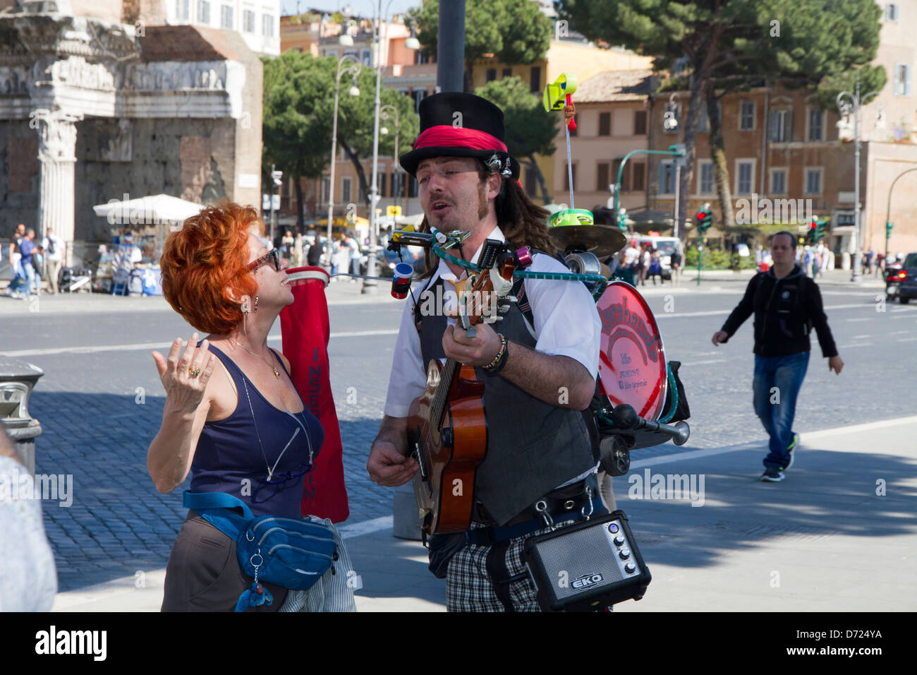 Street artist performing musician in Rome Italy Stock Photo - Alamy