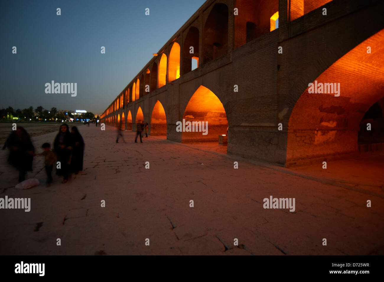 Isfahan's famous bridge at dusk in Iran Stock Photo - Alamy