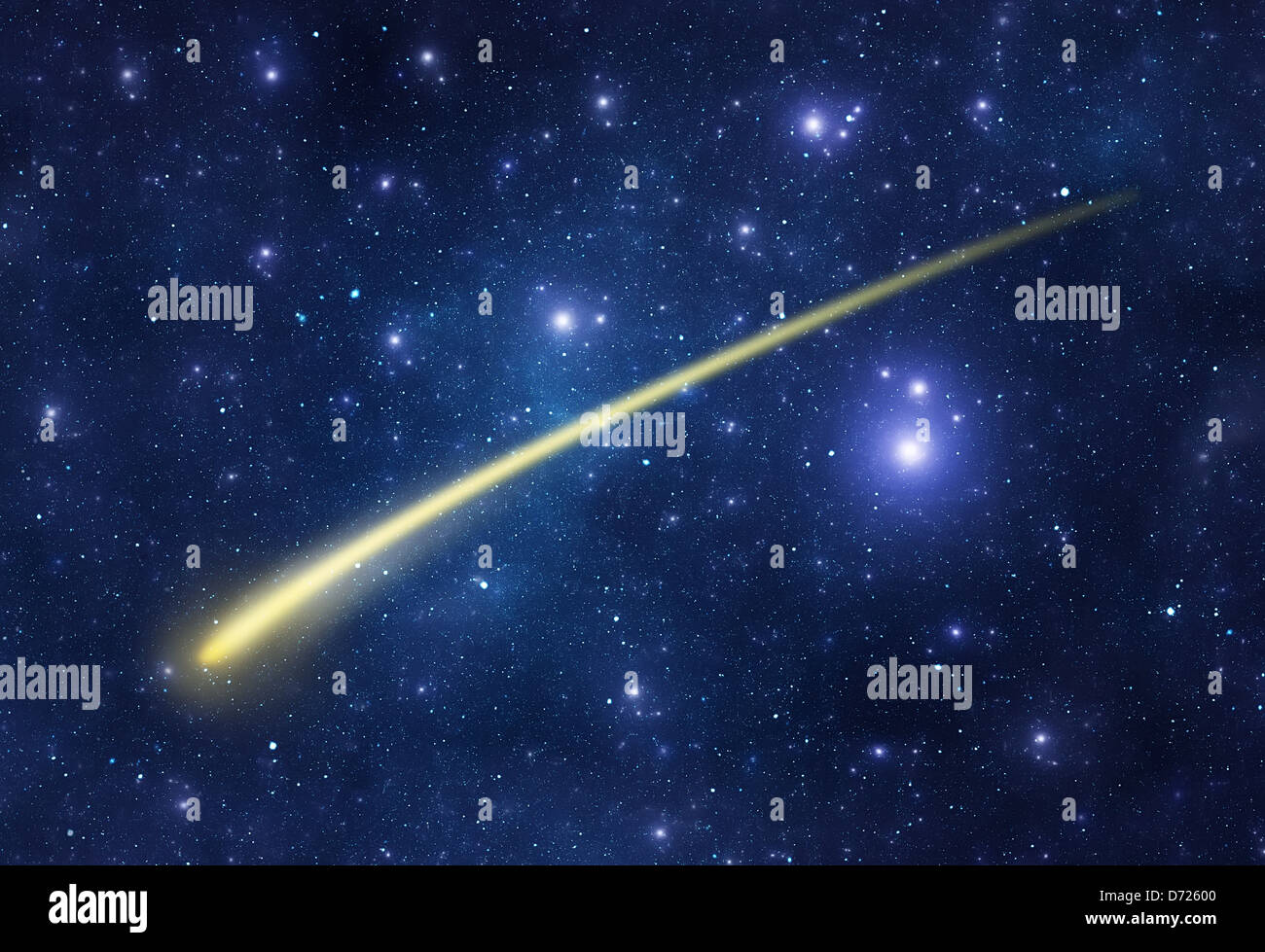 Galaxy background with yellow comet Stock Photo - Alamy