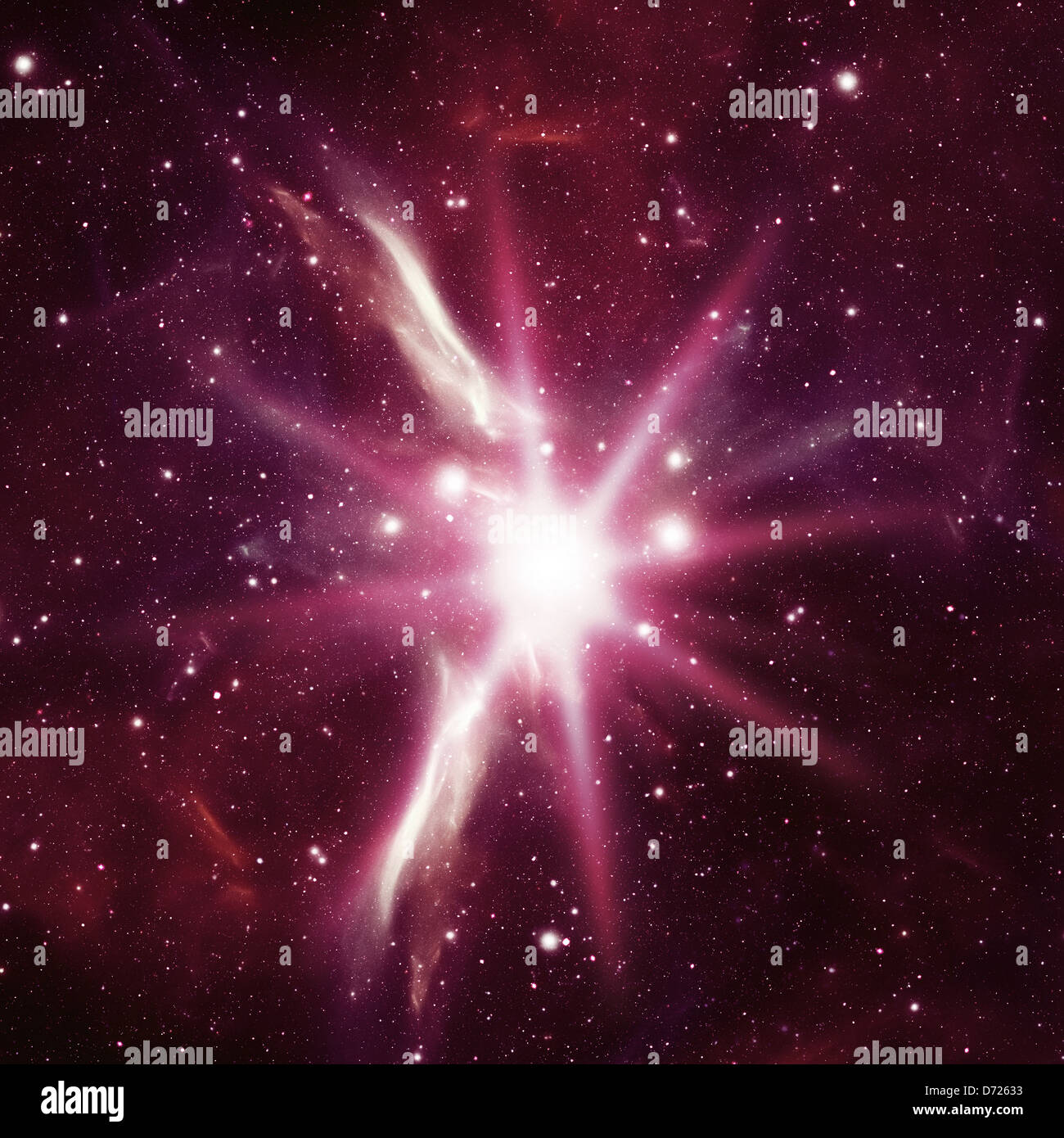 Red space star's flare, galaxy background Stock Photo - Alamy