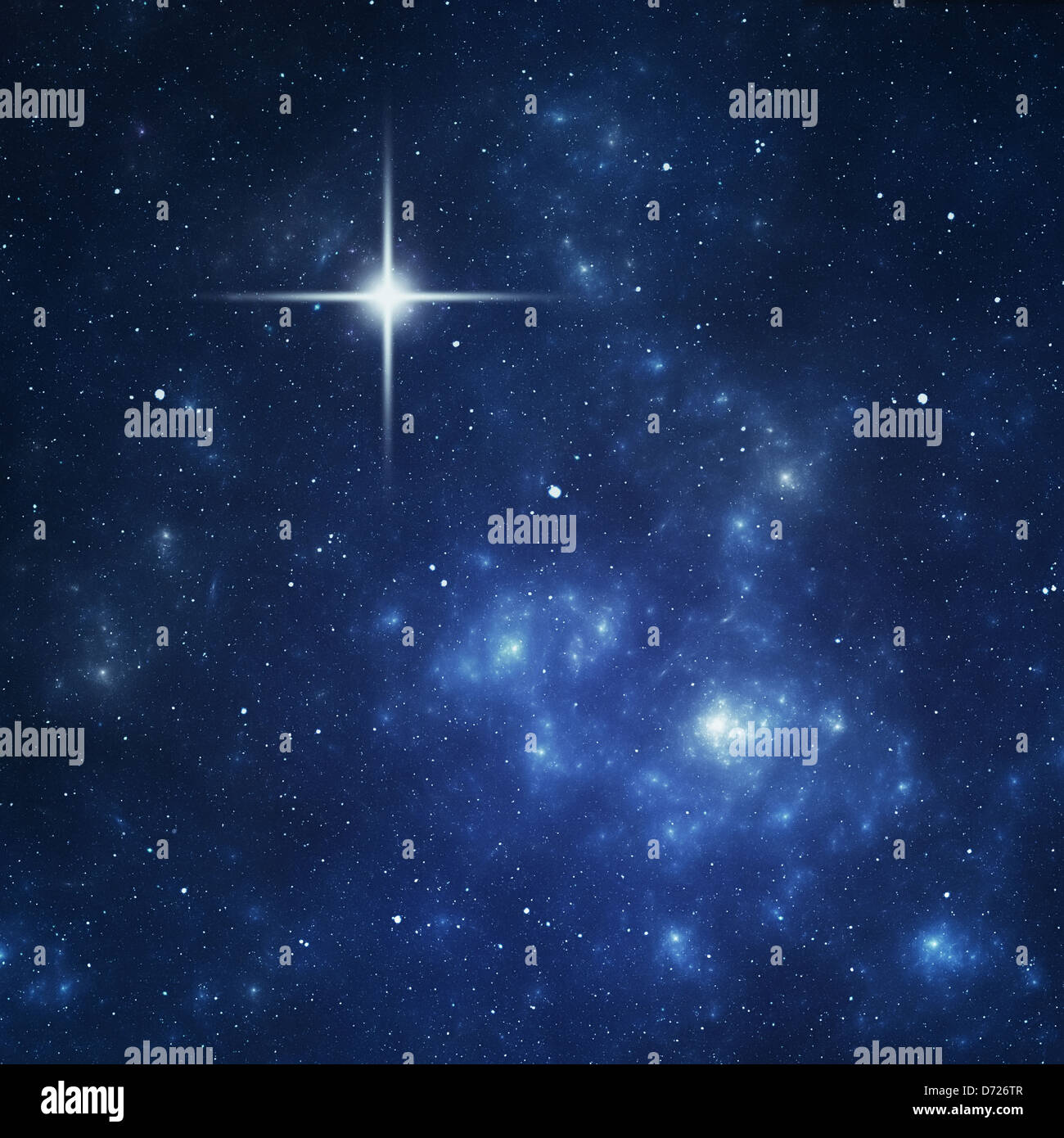 Bright blue starfield background with flare Stock Photo - Alamy