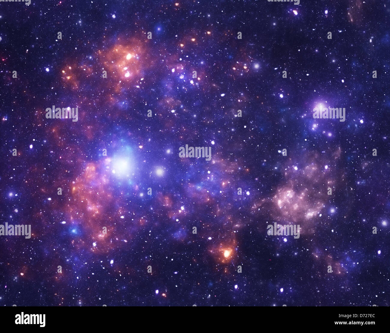 Flame-coloured space galaxy, stars background Stock Photo - Alamy