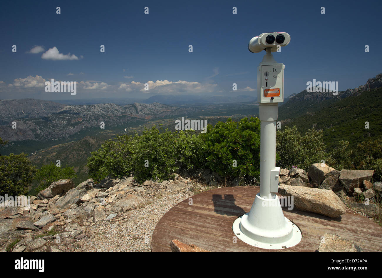 Dorgali, Italy, View from a lookout with a telescope in the Valle di ...