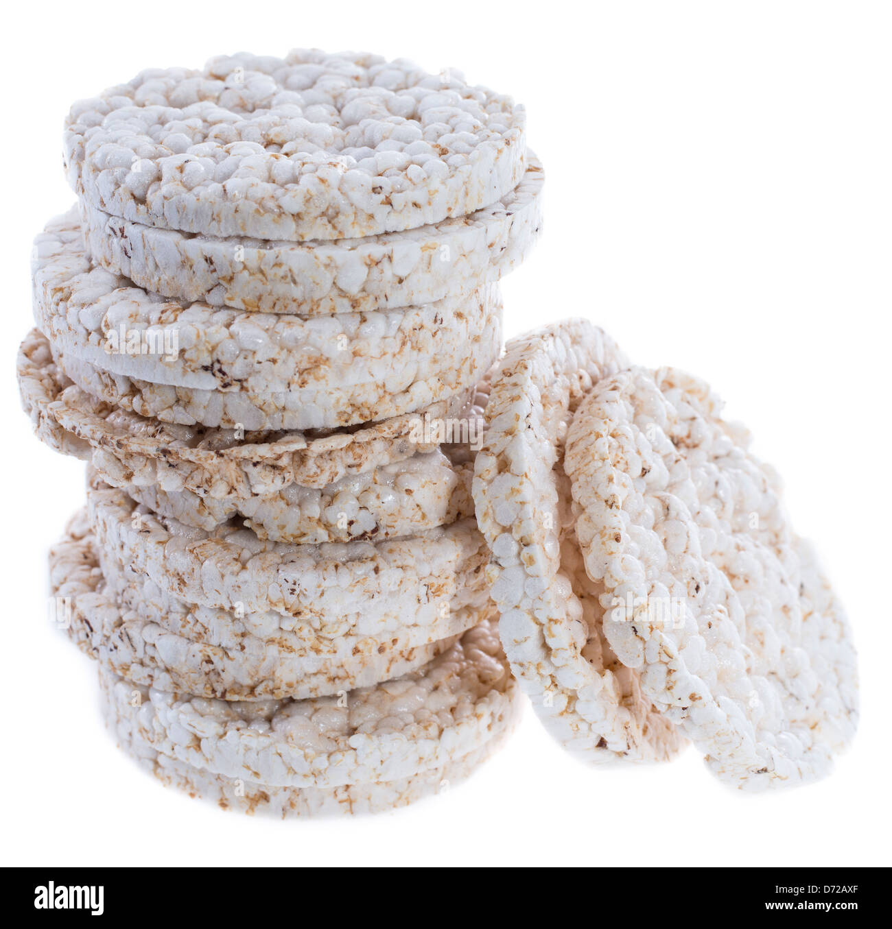 Stacked Rice Cakes isolated on white background Stock Photo - Alamy