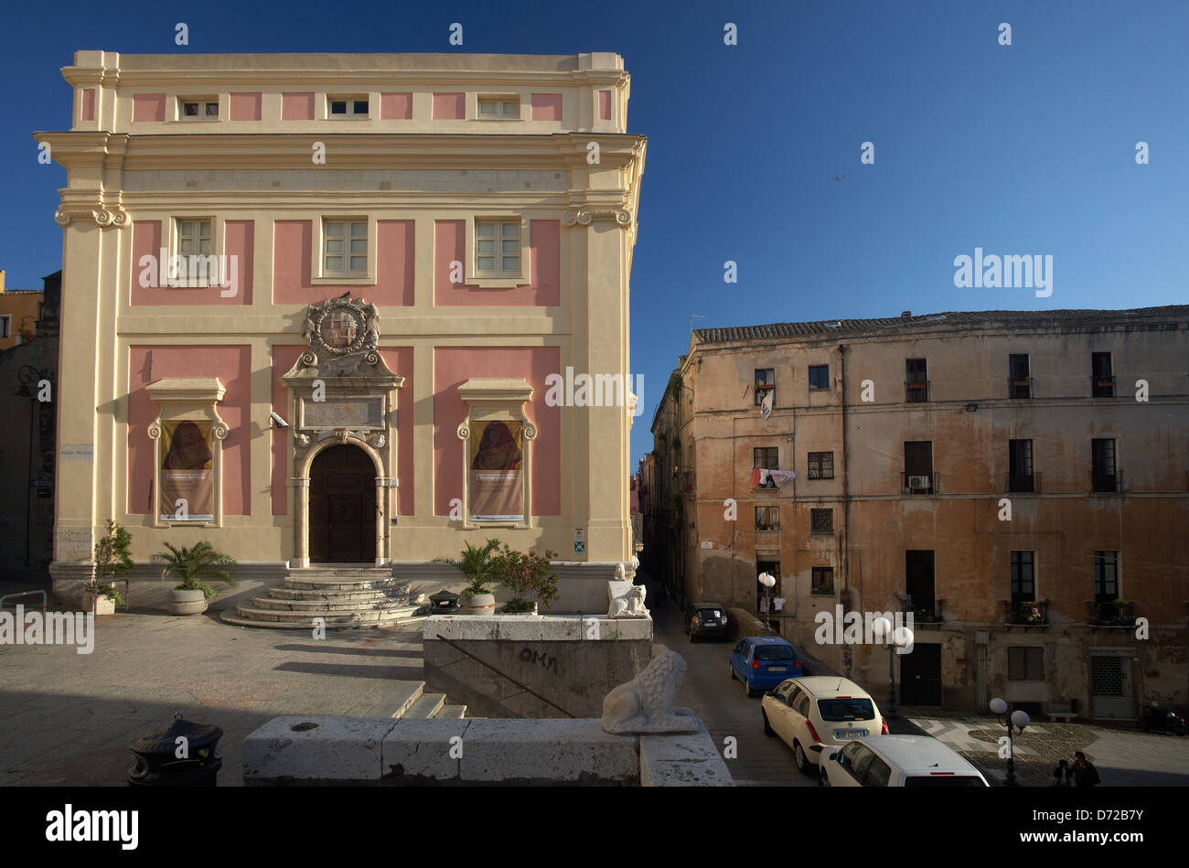 Cagliari, Italy, a historic building in Piazza Palazzo in the Castello ...