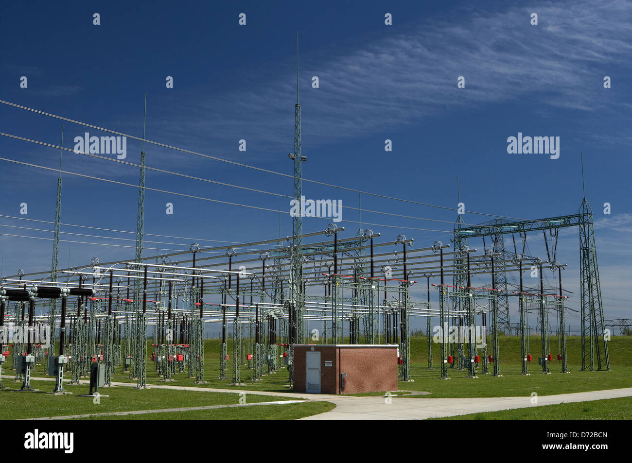 Wustermark, Germany, a transformer station of the network operator ...