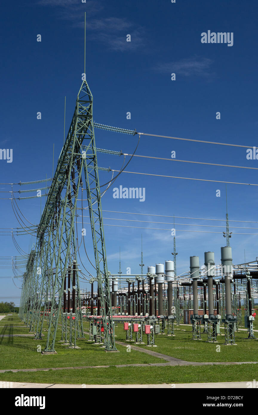 Wustermark, Germany, a transformer station of the network operator ...