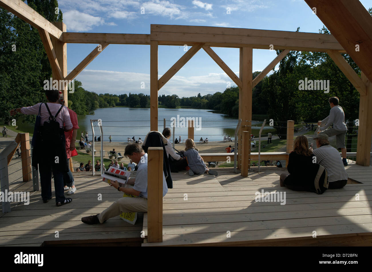 Kassel, Germany, scaffold installation at documenta in Karlsaue Stock ...