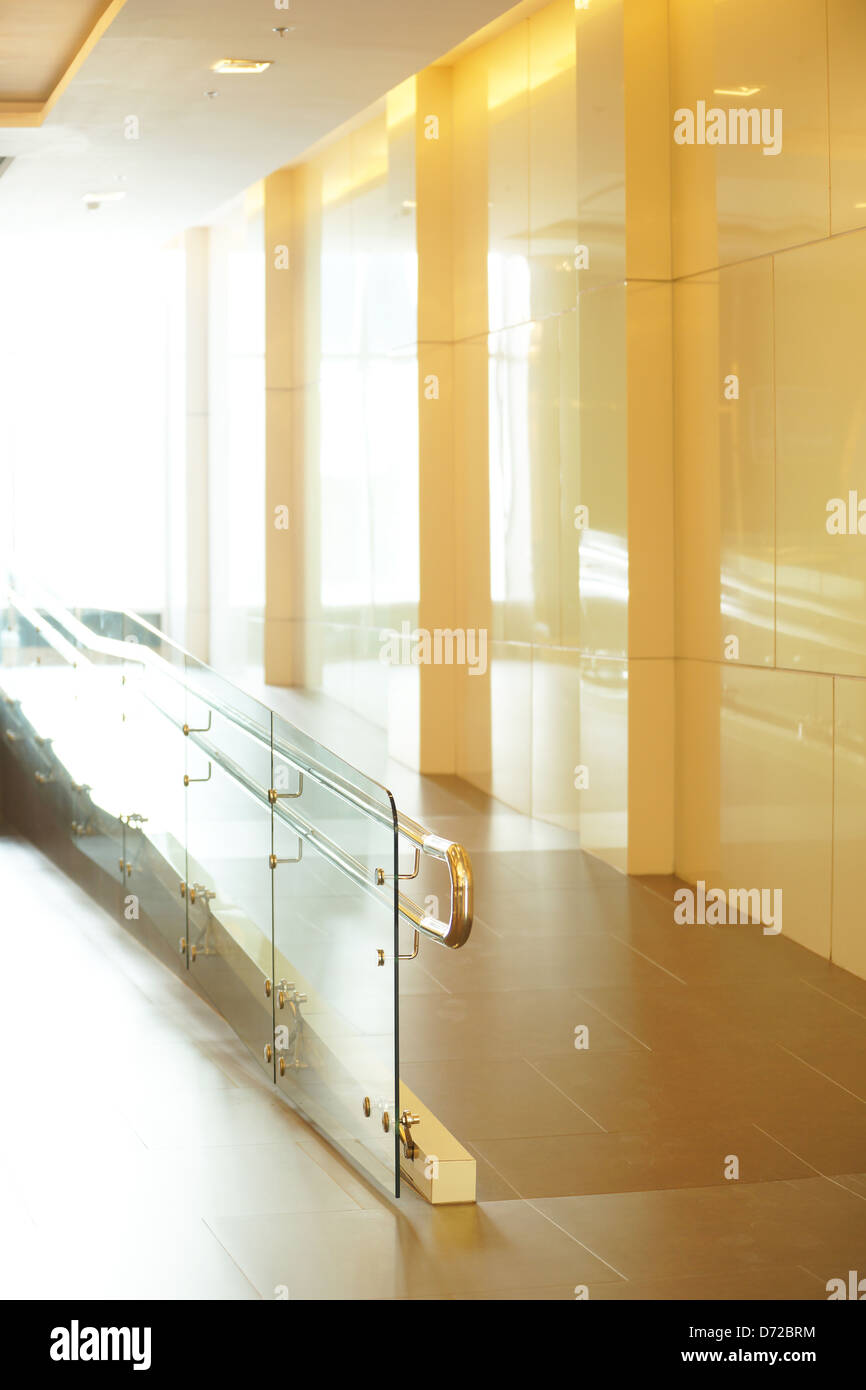 Using wheelchair ramp, in hotel, office, shopping mall or modern ...