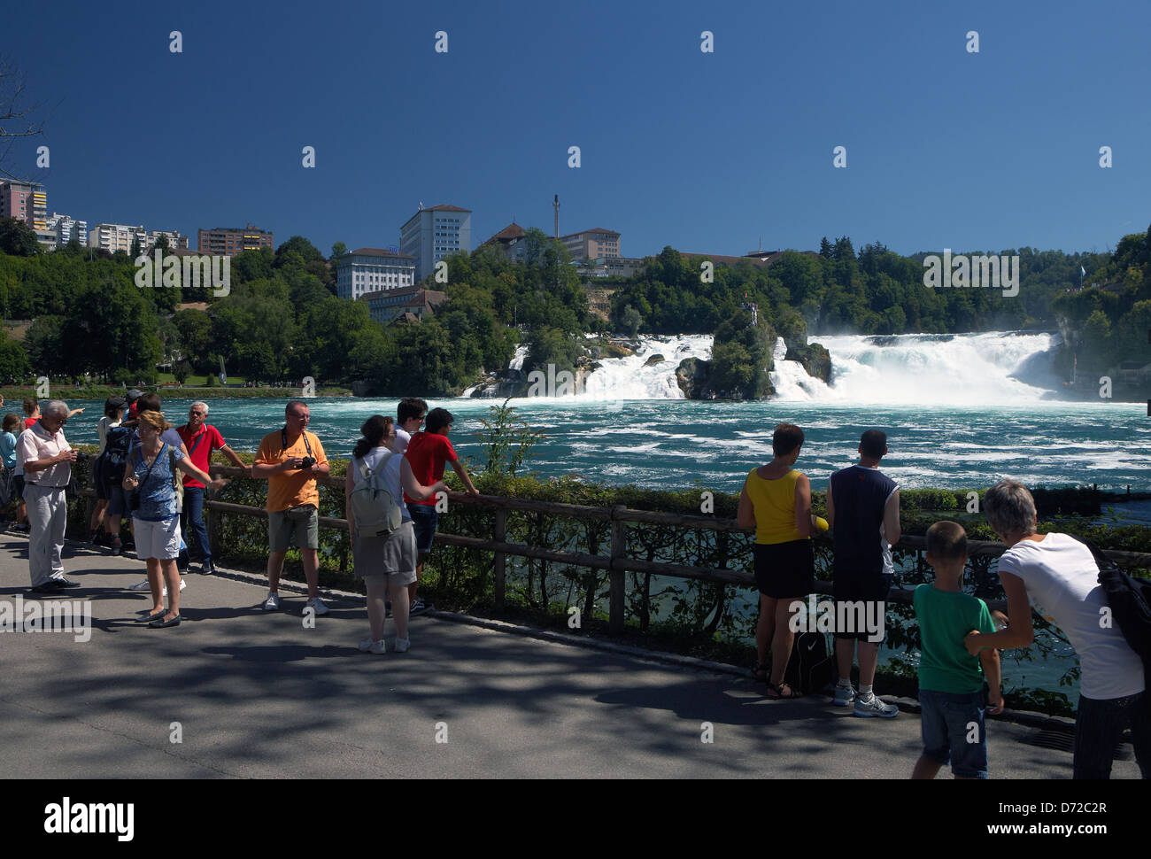 Neuhausen, Switzerland, tourists overlook the Rhine Falls Stock Photo ...