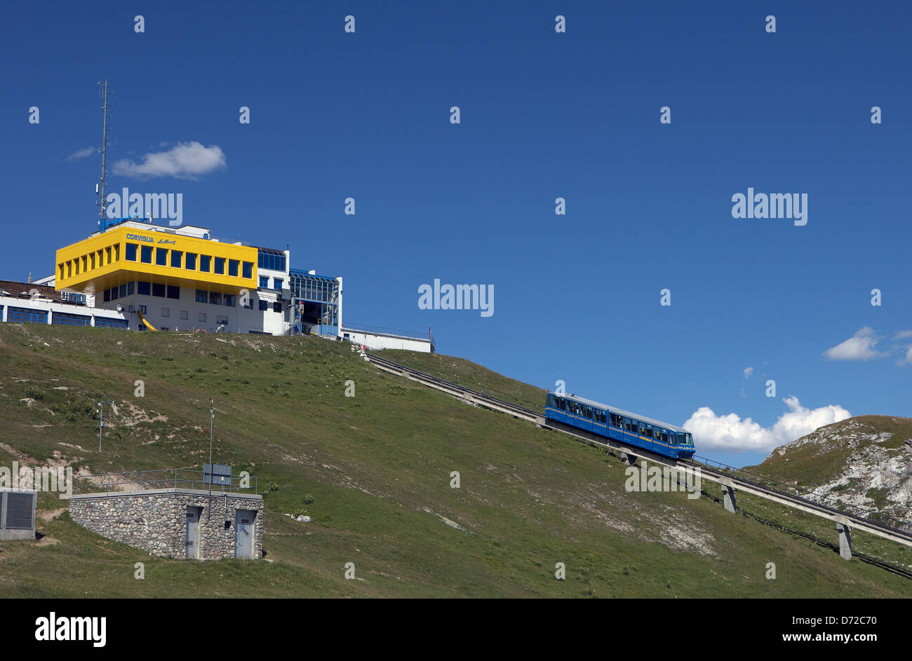 Saint Moritz, Switzerland, the funicular Chantarella - Corviglia Stock ...