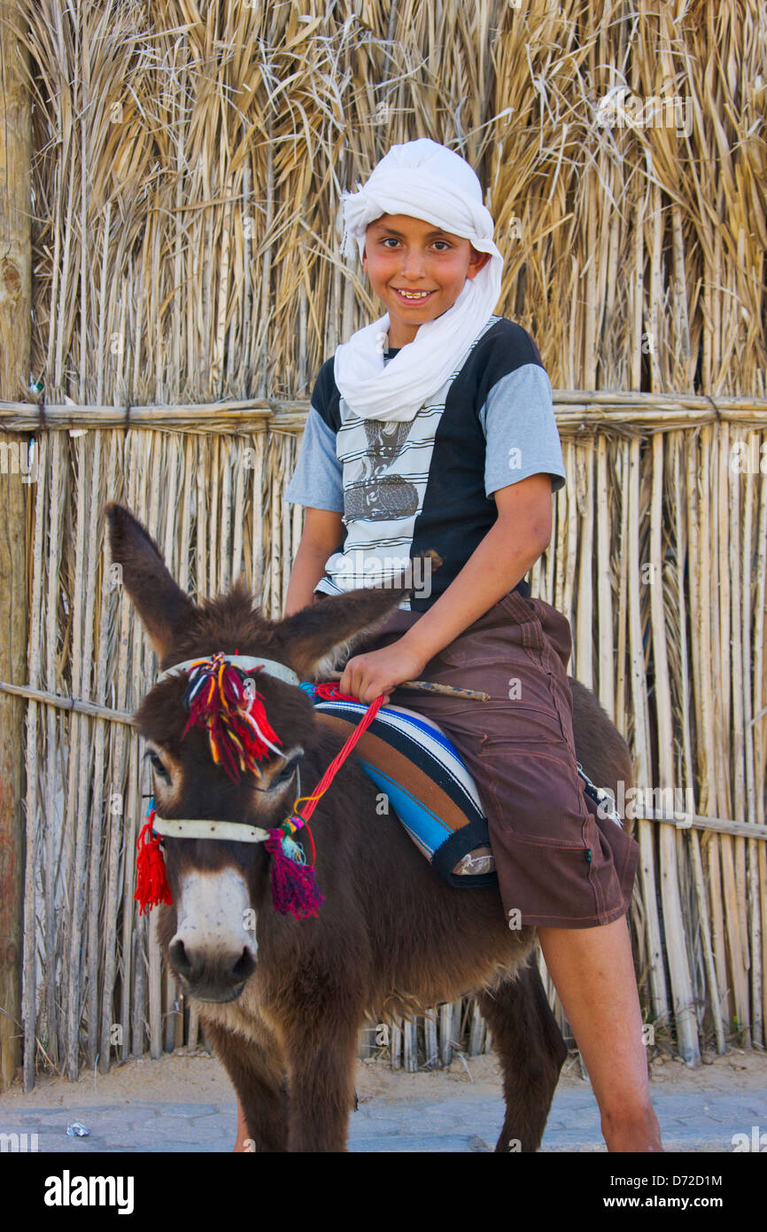 Boy riding on donkey, mountain oasis of Nefta, Tunisia Stock Photo - Alamy