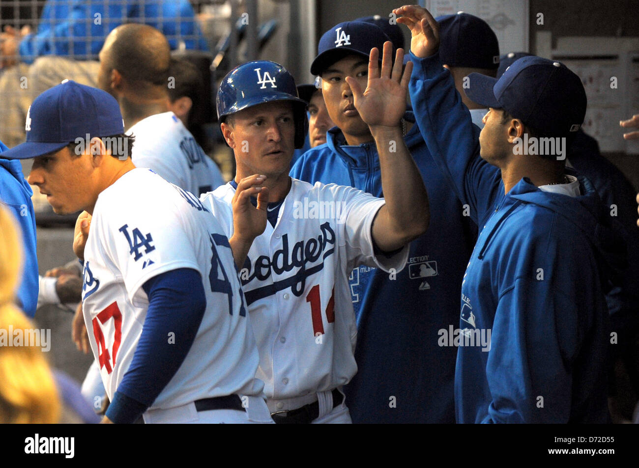 Los Angeles, CA, USA. April 26, 2013. Los Angeles Dodgers second ...
