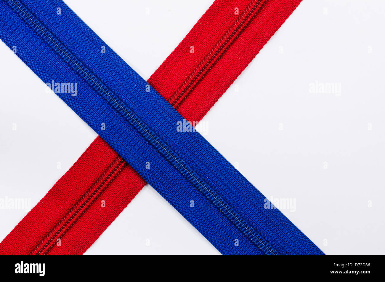 Zipper colorful red and blue cross in the white background Stock Photo ...