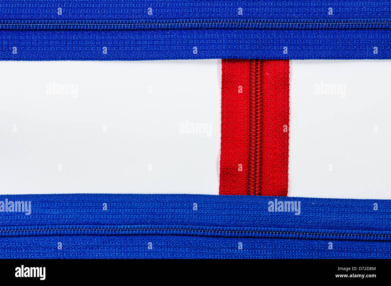 Zipper colorful red and blue cross in the white background Stock Photo ...