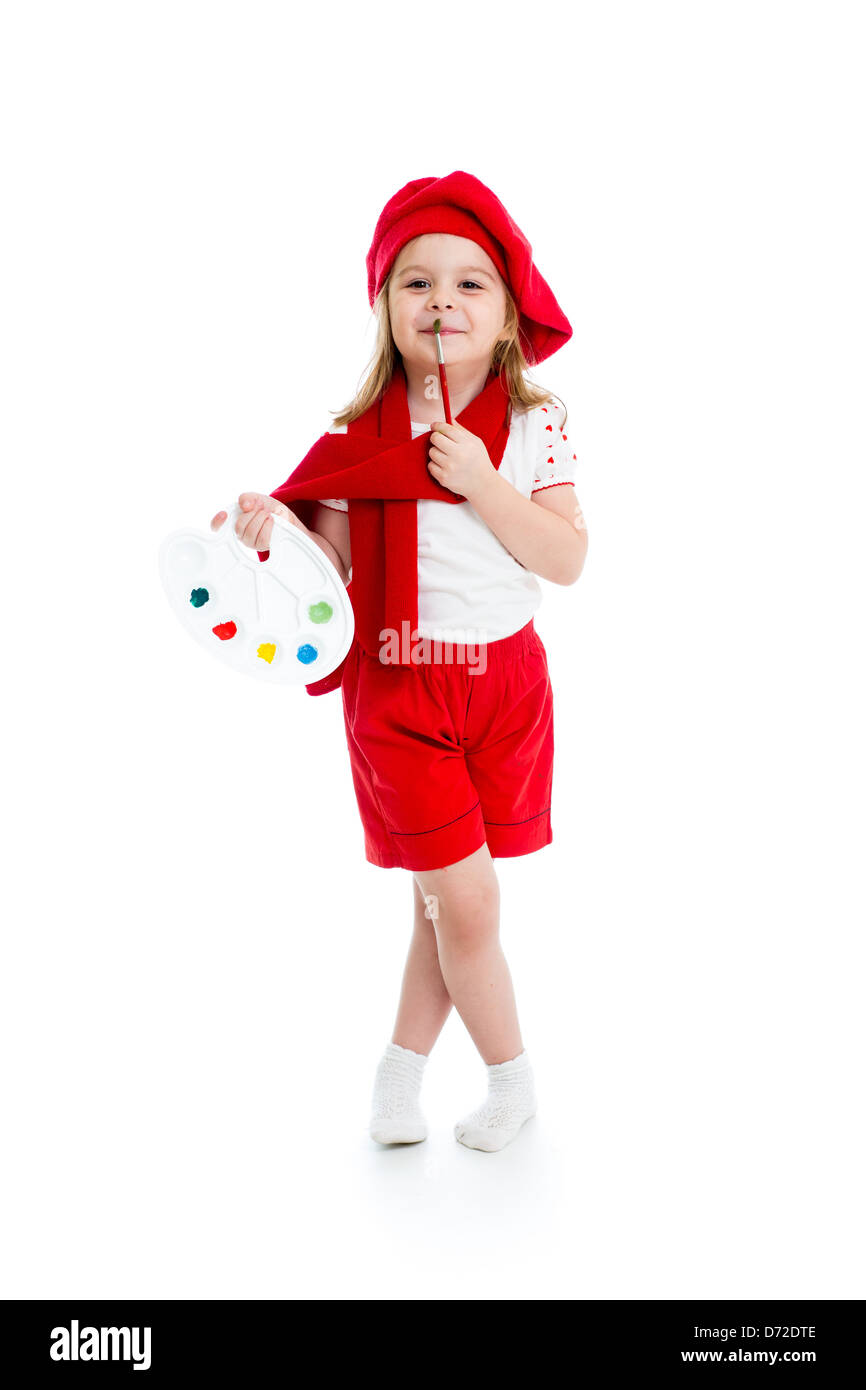little girl in artist costume isolated Stock Photo - Alamy