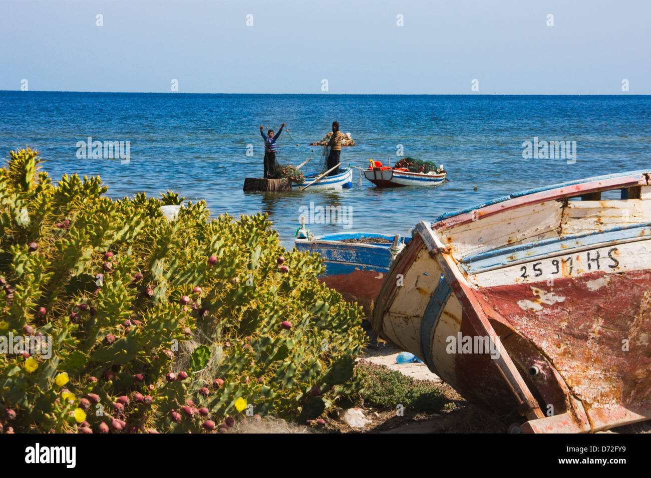 Boat on the beach, Djerba, Tunisia Stock Photo - Alamy