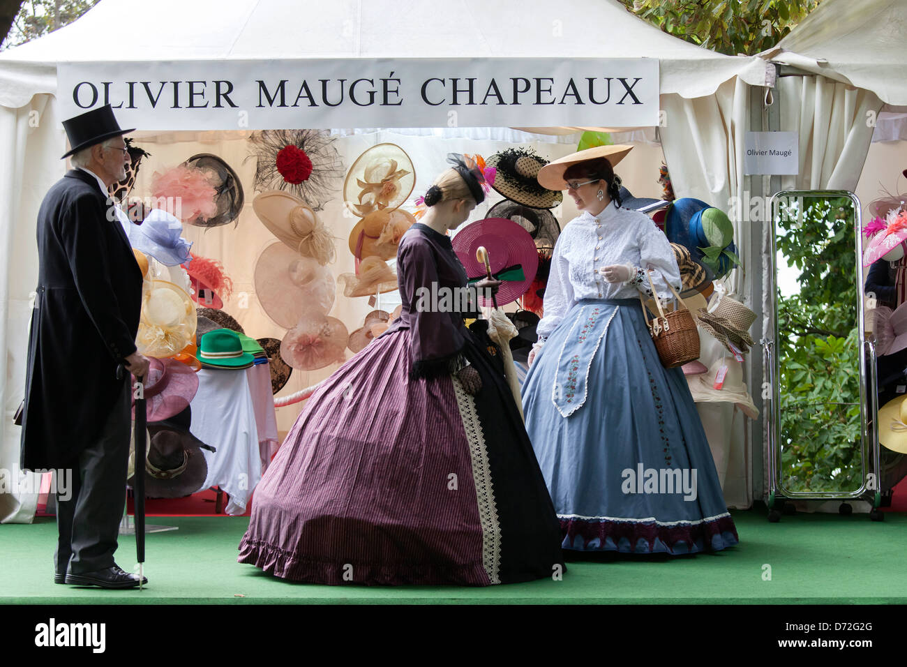 Iffezheim, Germany, women in period costumes of the imperial period ...