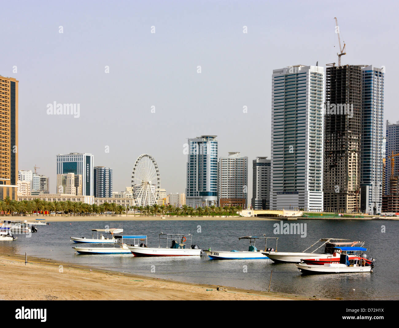 The Skyline seen from the Al Khan Corniche, Sharjah, United Arab ...