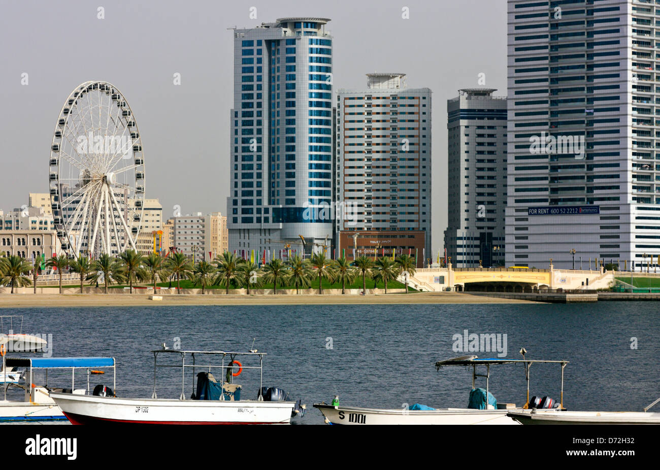 The Skyline seen from the Al Khan Corniche, Sharjah, United Arab ...